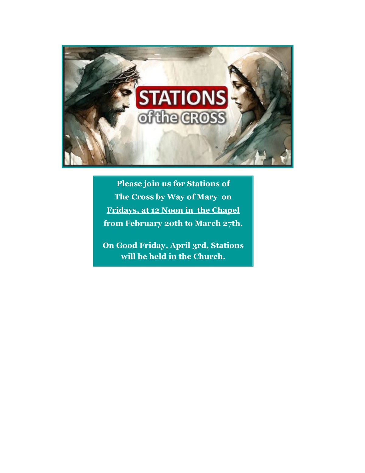 Friday's 12 Noon - Stations of the Cross by Way of Mary